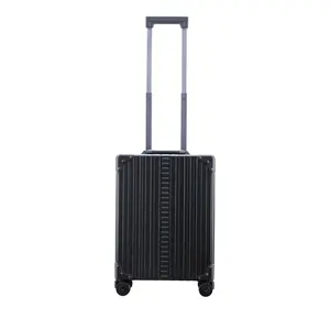 ALEON 21" Aluminum Vertical Spinner Carry On Suitcase - Black
