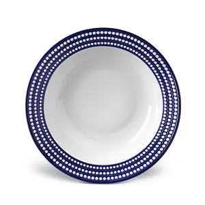 L'Objet Perlee Bleu Round Serving Bowl Blue/white