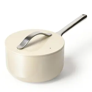 CARAWAY Non Toxic Ceramic Non Stick Saucepan & Lid - Cream