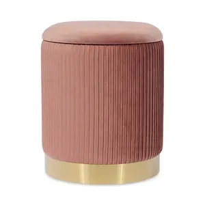 TOV FURNITURE Zoe Round Storage Ottoman - Blush