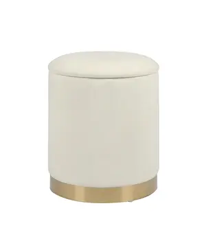 TOV FURNITURE Zoe Round Storage Ottoman - Cream