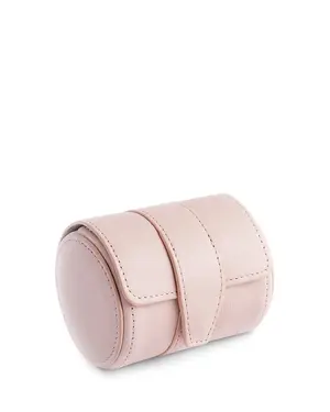 ROYCE NEW YORK Leather Single Watch Travel Roll Case - Light Pink