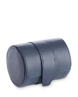 ROYCE NEW YORK Leather Single Watch Travel Roll Case - Navy Blue