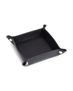 ROYCE NEW YORK Travel Leather Catchall Valet Tray Black