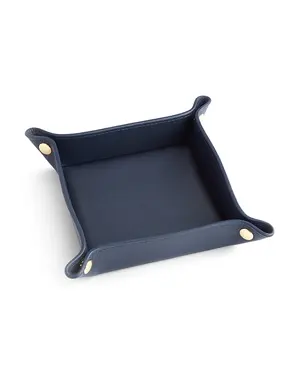 ROYCE NEW YORK Travel Leather Catchall Valet Tray - Blue