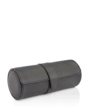 ROYCE NEW YORK Leather Travel Double Watch Roll - Black