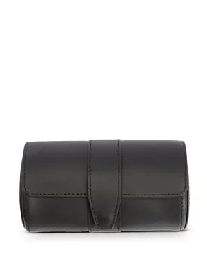 ROYCE NEW YORK Leather Travel Double Watch Roll - Black
