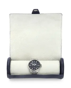 ROYCE NEW YORK Leather Travel Watch Roll - Blue