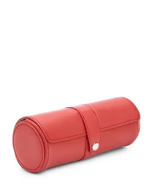 ROYCE NEW YORK Leather Travel Watch Roll - Red