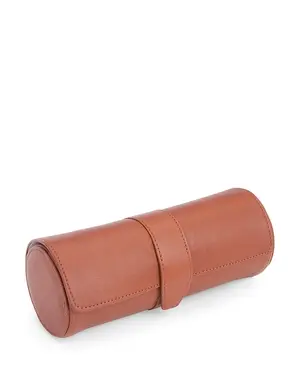 ROYCE NEW YORK Leather Travel Watch Roll - Tan