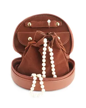 ROYCE NEW YORK Leather Jewelry Case - Tan
