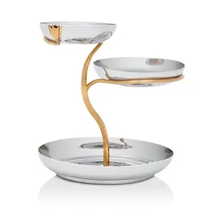 L'Objet Deco Leaves Three Tier Large Server - Silver