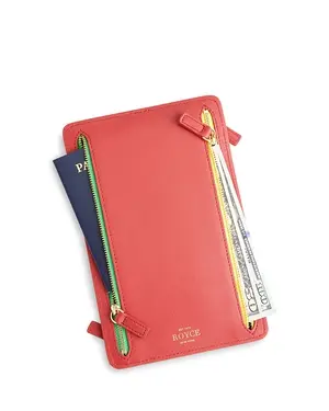 ROYCE NEW YORK Leather Rfid-blocking Four Zip Organizer Travel Case - Red