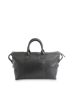 ROYCE NEW YORK Leather Overnighter Duffel Bag - Black