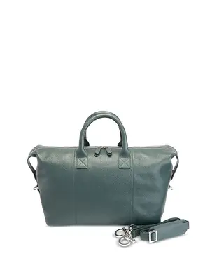 ROYCE NEW YORK Leather Overnighter Duffel Bag - Dark Green