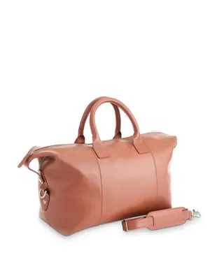 ROYCE NEW YORK Leather Overnighter Duffel Bag - Tan