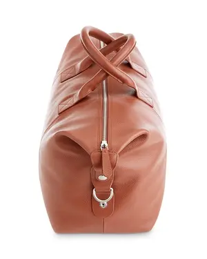 ROYCE NEW YORK Leather Overnighter Duffel Bag - Tan