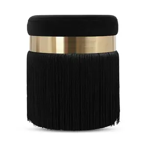 TOV FURNITURE Melody Tasseled Ottoman Black