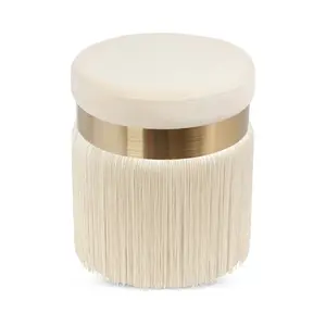TOV FURNITURE Melody Tasseled Ottoman - Cream