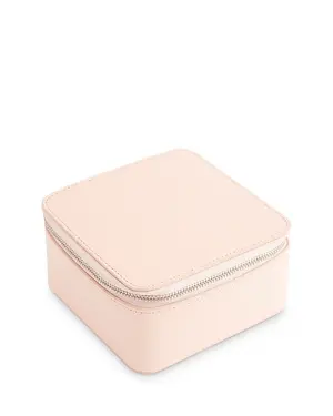 ROYCE NEW YORK Leather Travel Jewelry Case - Light Pink