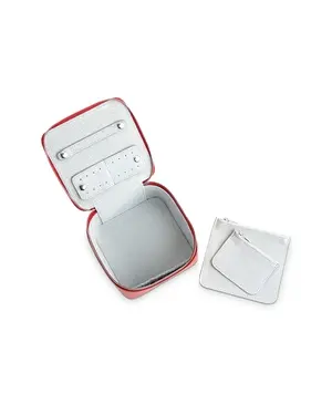 ROYCE NEW YORK Leather Travel Jewelry Case - Red