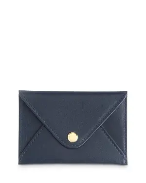 ROYCE NEW YORK Leather Envelope Card Case - Blue