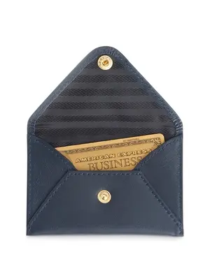 ROYCE NEW YORK Leather Envelope Card Case - Blue