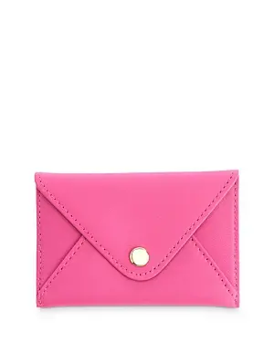ROYCE NEW YORK Leather Envelope Card Case Bright Pink