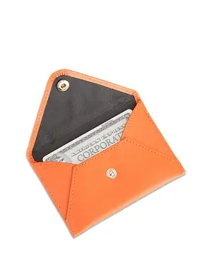 ROYCE NEW YORK Leather Envelope Card Case - Orange