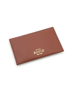 ROYCE NEW YORK Leather Envelope Card Case - Tan