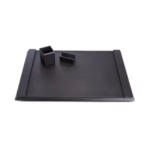 ROYCE NEW YORK 3 Pc. Suede Lined Executive Desk Accessory Set - Black