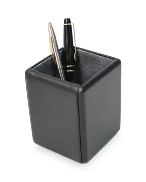 ROYCE NEW YORK Leather Pen & Pencil Holder Black
