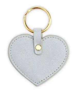 ROYCE NEW YORK Leather Heart Keychain Charm - Silver