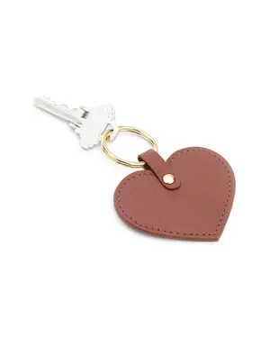 ROYCE NEW YORK Leather Heart Keychain Charm - Tan
