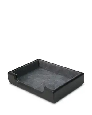 ROYCE NEW YORK Leather Desktop Note Tray - Black