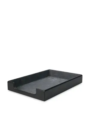 ROYCE NEW YORK Leather Desktop Letter Tray Organizer - Black