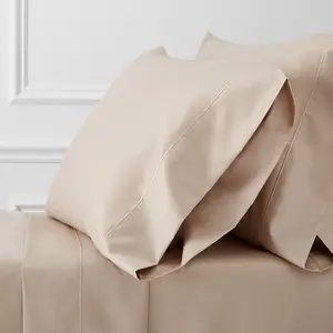 HUDSON PARK COLLECTION 500tc Sateen Wrinkle-resistant Twin Fitted Sheet Exclusive - Sand