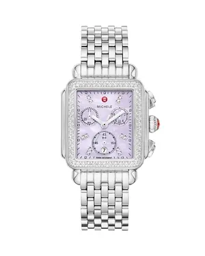 Michele MICHELE Deco Chronograph Watch Purple/silver