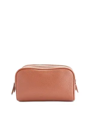 ROYCE NEW YORK Leather Toiletry Bag - Tan