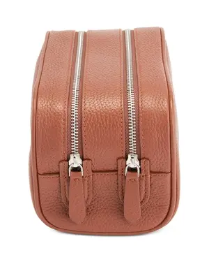 ROYCE NEW YORK Leather Toiletry Bag - Tan
