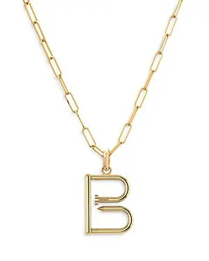 ZOE LEV Zoe Lev 14k Yellow Gold Nail Initial Pendant Necklace B/gold