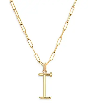 ZOE LEV Zoe Lev 14k Yellow Gold Nail Initial Pendant Necklace I/gold