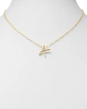 ZOE LEV 14k Yellow Gold Nail Initial Pendant Necklace - K/gold