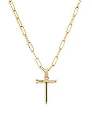 ZOE LEV Zoe Lev 14k Yellow Gold Nail Initial Pendant Necklace T/gold
