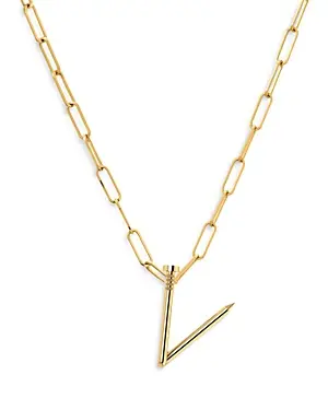 ZOE LEV Zoe Lev 14k Yellow Gold Nail Initial Pendant Necklace V/gold