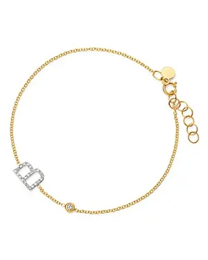 ZOE LEV Zoe Lev 14k Yellow Gold Diamond Initial & Bezel Bracelet B/gold
