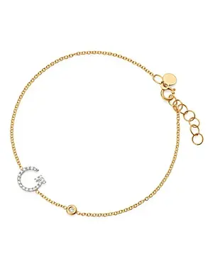 ZOE LEV Zoe Lev 14k Yellow Gold Diamond Initial & Bezel Bracelet G/gold