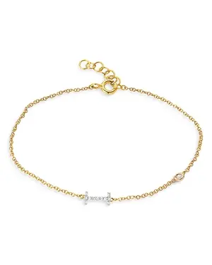 ZOE LEV Zoe Lev 14k Yellow Gold Diamond Initial & Bezel Bracelet I/gold