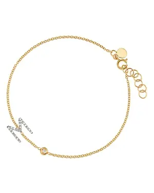 ZOE LEV Zoe Lev 14k Yellow Gold Diamond Initial & Bezel Bracelet M/gold