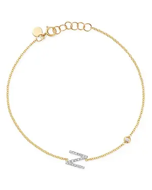 ZOE LEV Zoe Lev 14k Yellow Gold Diamond Initial & Bezel Bracelet N/gold